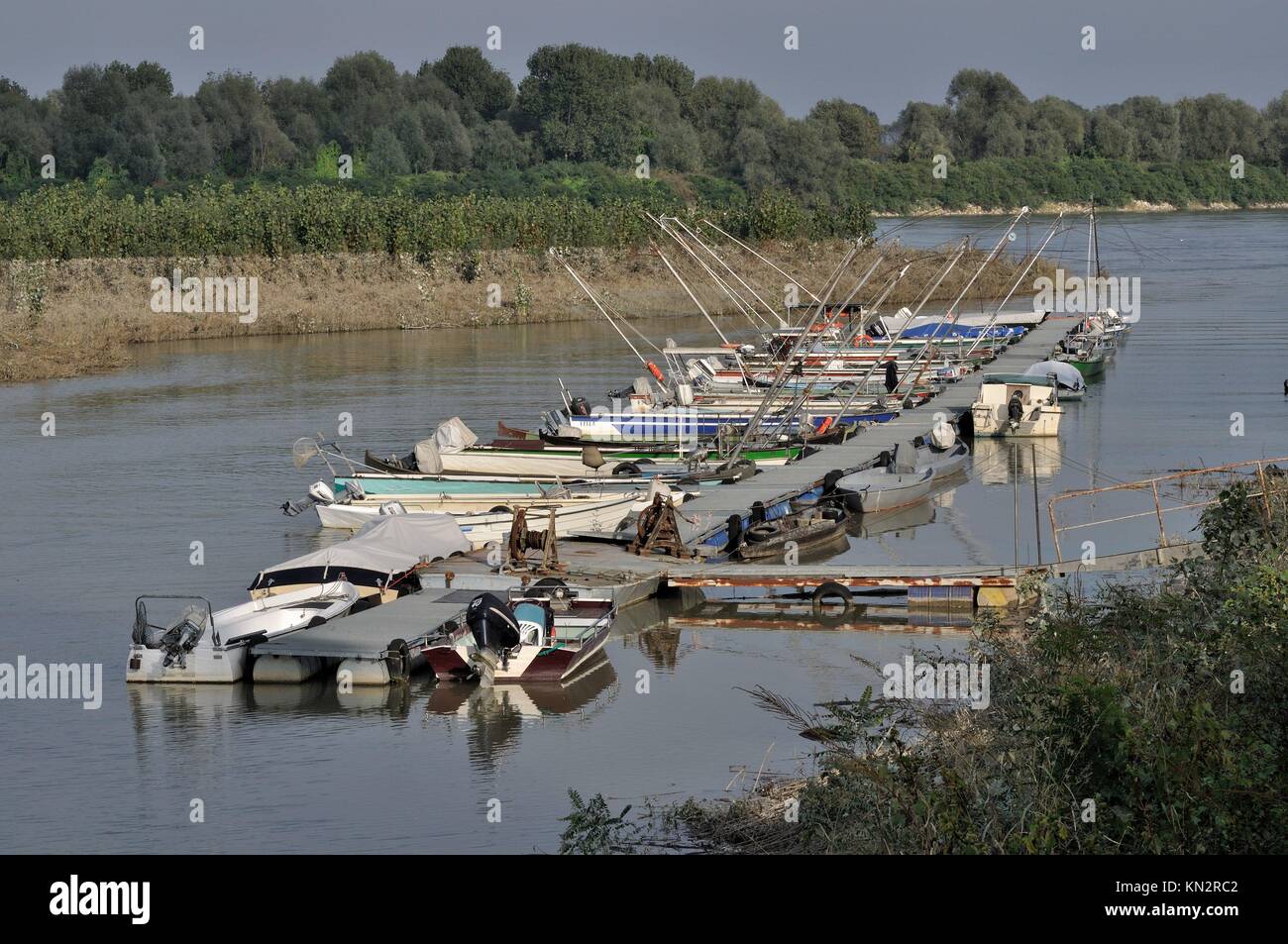 floating quay of harbour on a lateral ramification of po river, in ...