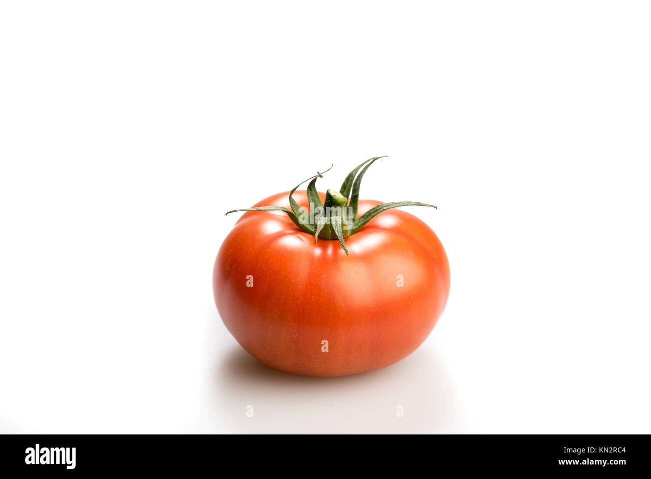 One realistic looking fresh red tomato isolated in a white background ...