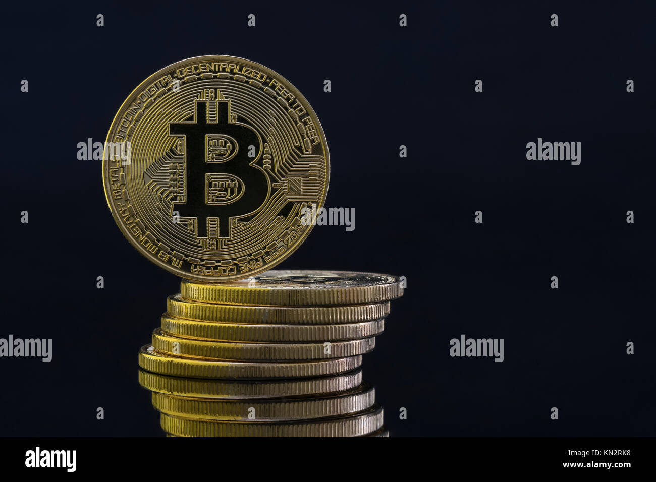 Gold coloured Bitcoins. the cryptocurrency which has made spectacular ...