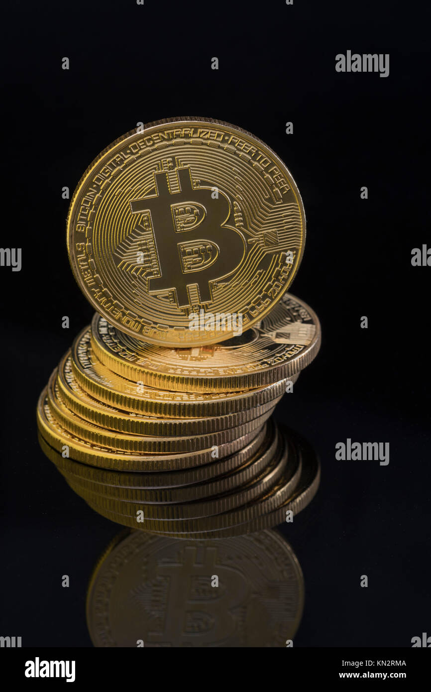 Gold coloured Bitcoins. the cryptocurrency which has made spectacular ...