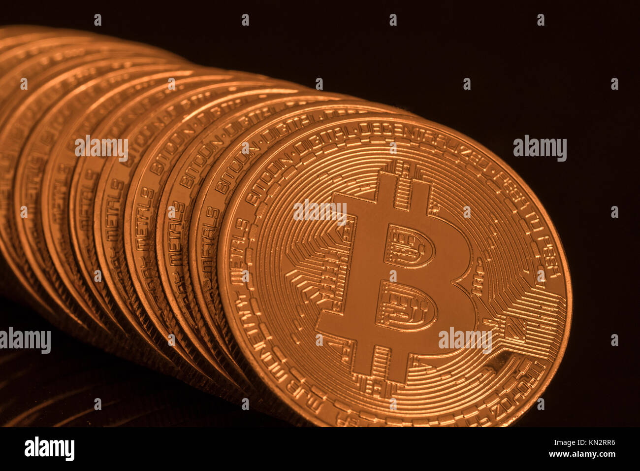 Gold coloured Bitcoins. the cryptocurrency which has made spectacular ...