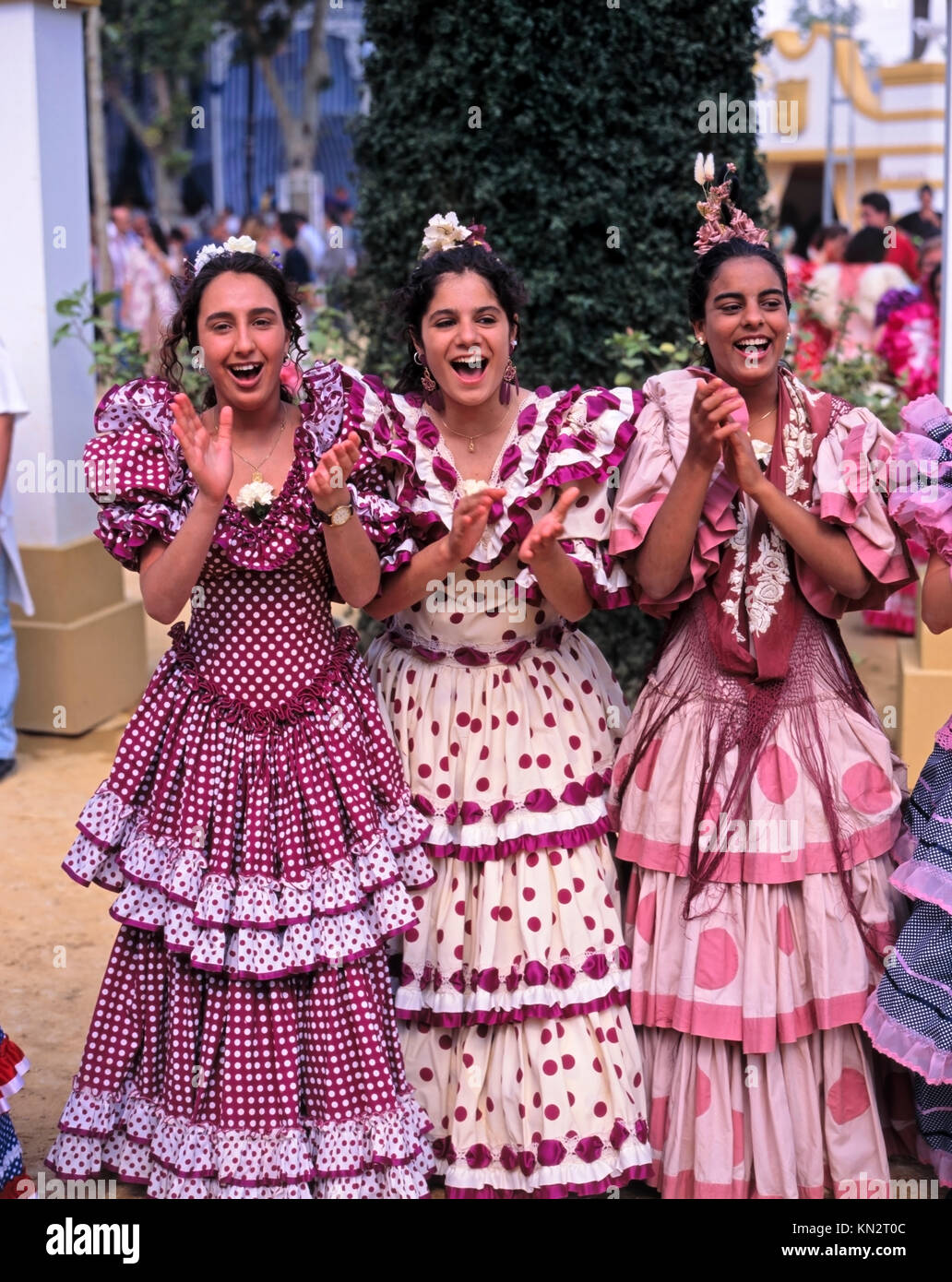 Jerez Horse Fair, Feria del Caballo, young woman joyfully clapping ...