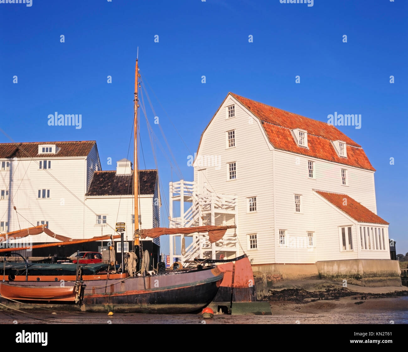 Woodbridge Tide Mill and Tide Mill Quay, with Dutch sailing barges ...