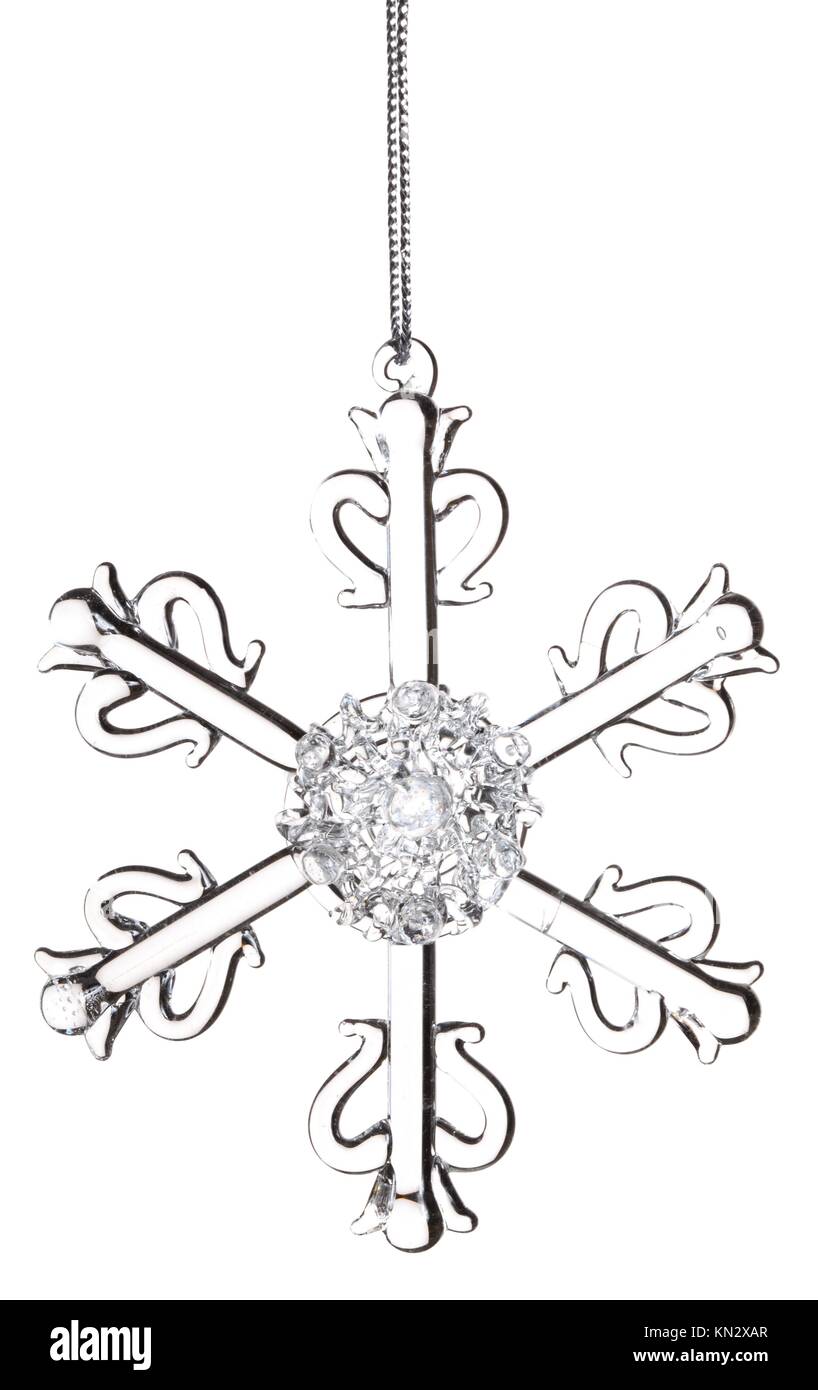 Snowflake hanging on white background - glass and transparent ...