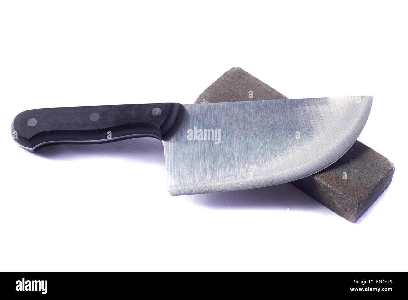 Close up view of butcher knife isolated on a white background Stock ...