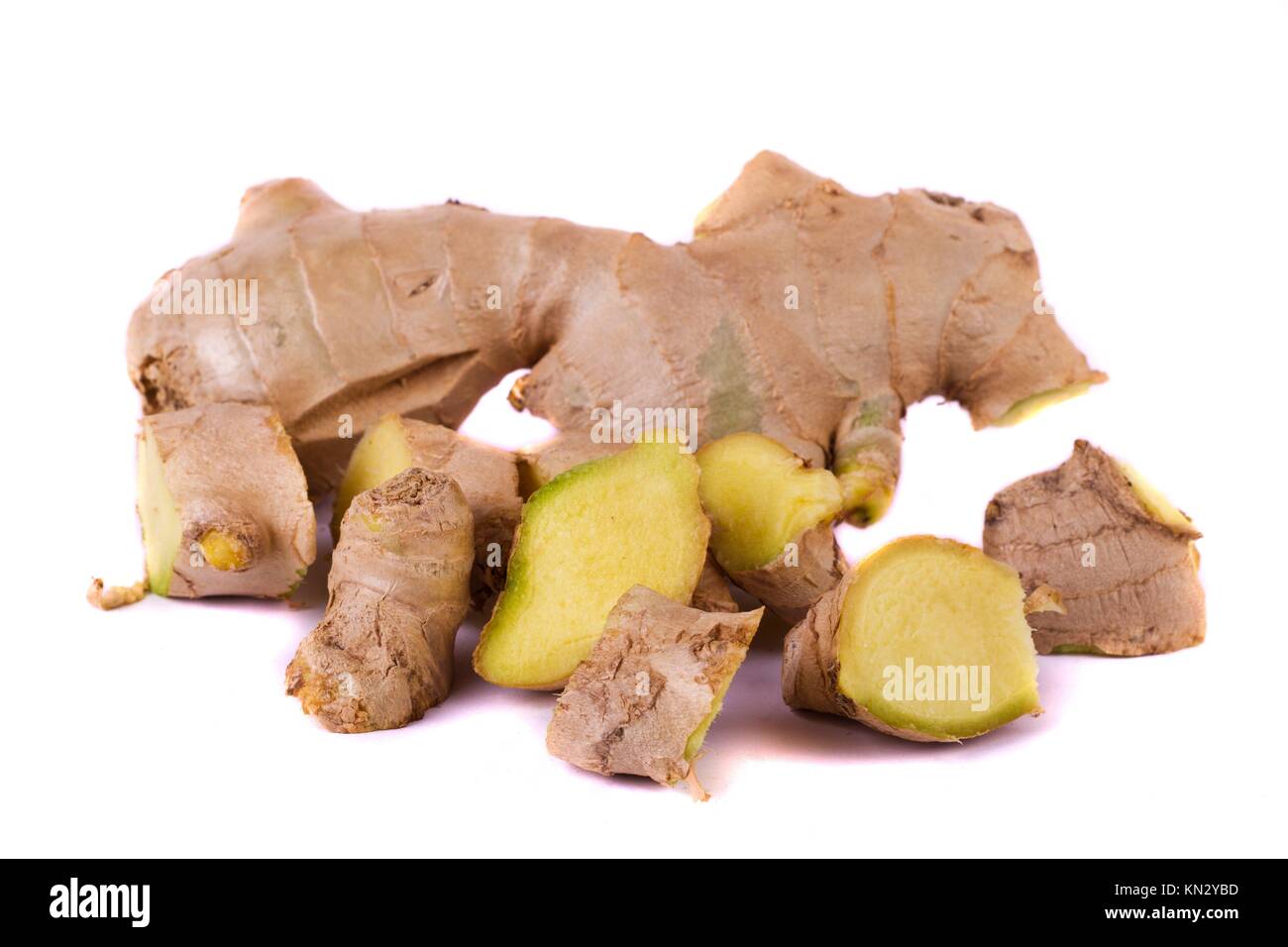 Close up view of a ginger root isolated on a white background Stock ...