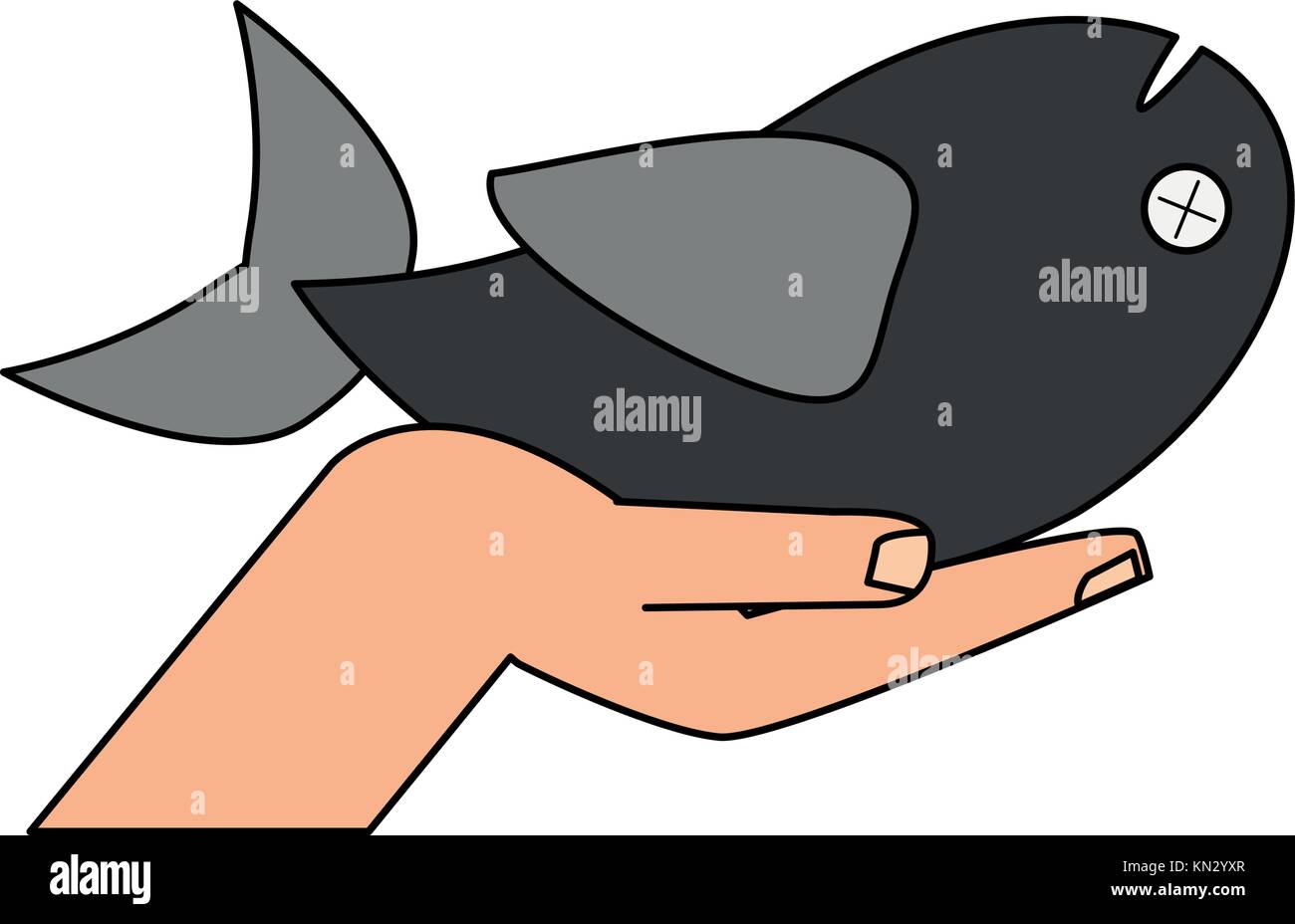 Hand with fish Stock Vector Image & Art - Alamy