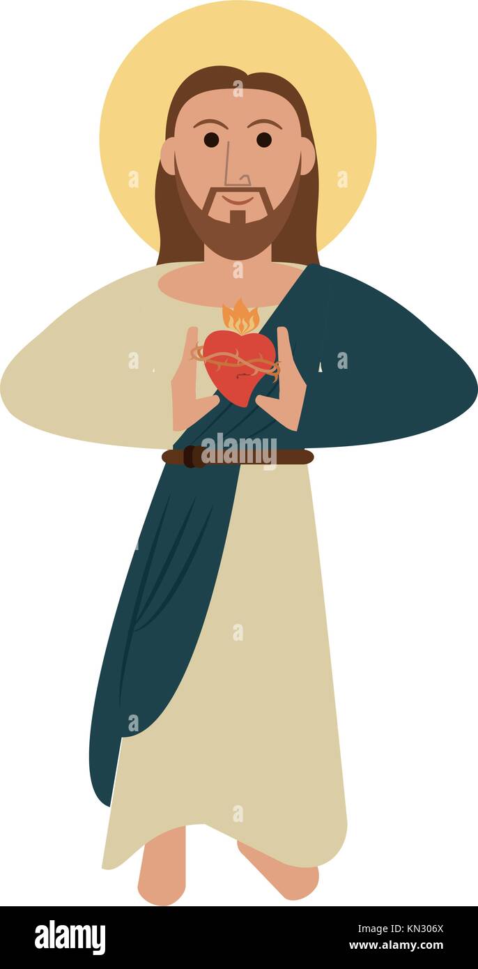 Jesuschrist sacred heart cartoon Stock Vector Image & Art - Alamy