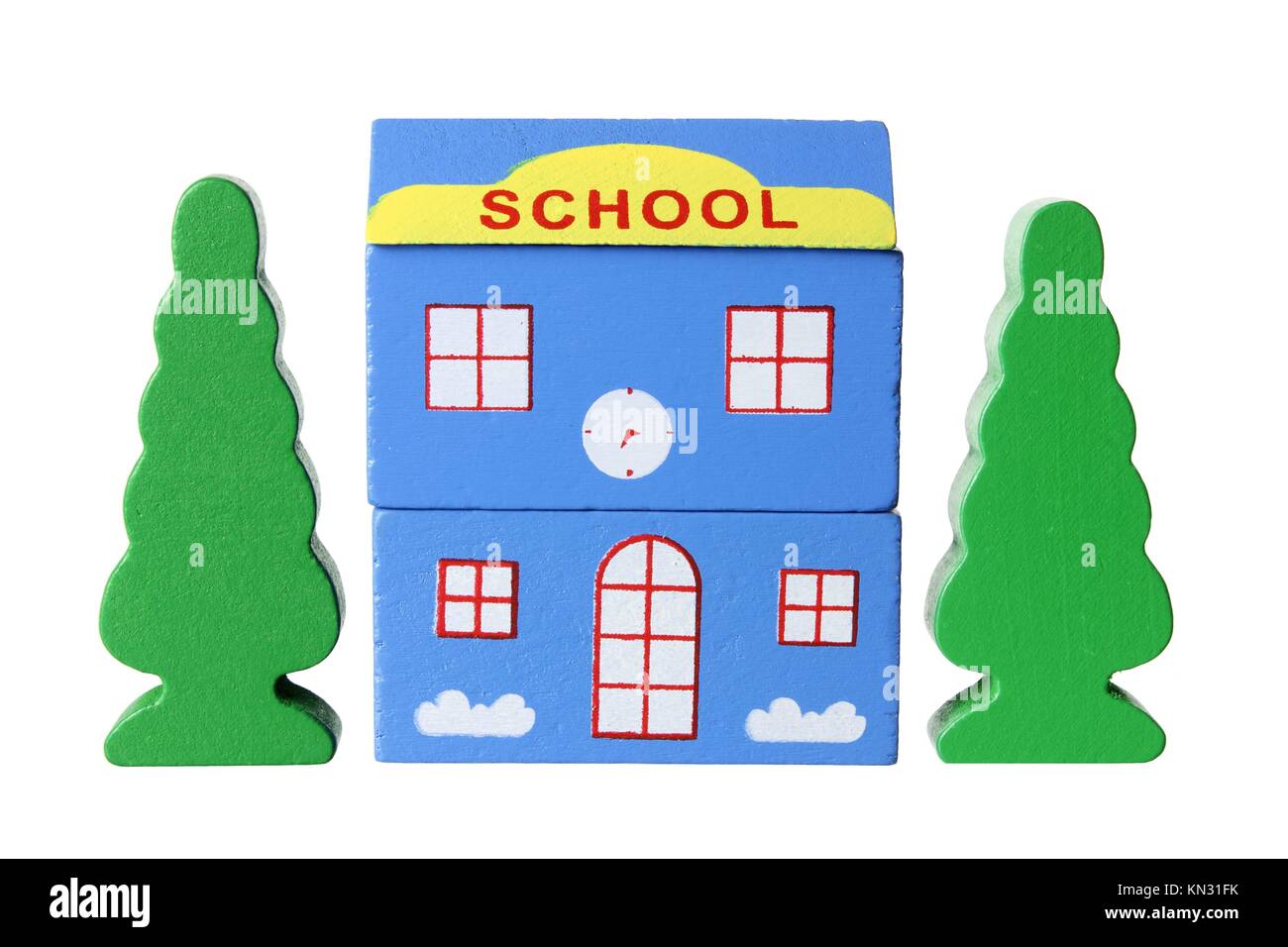 Toy School Building on White Background Stock Photo - Alamy