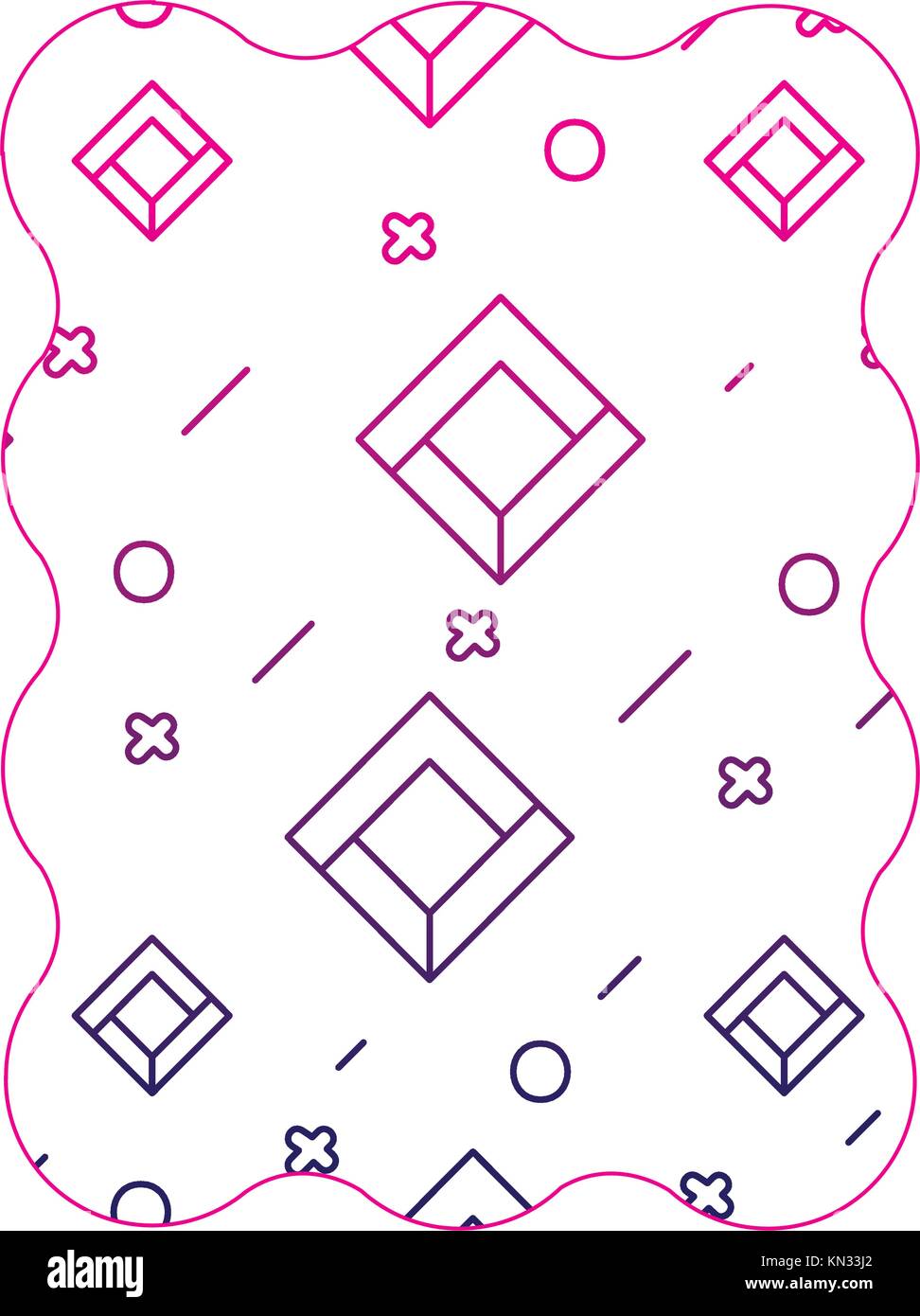 color line rectangle with geometric abstract figures background vector ...