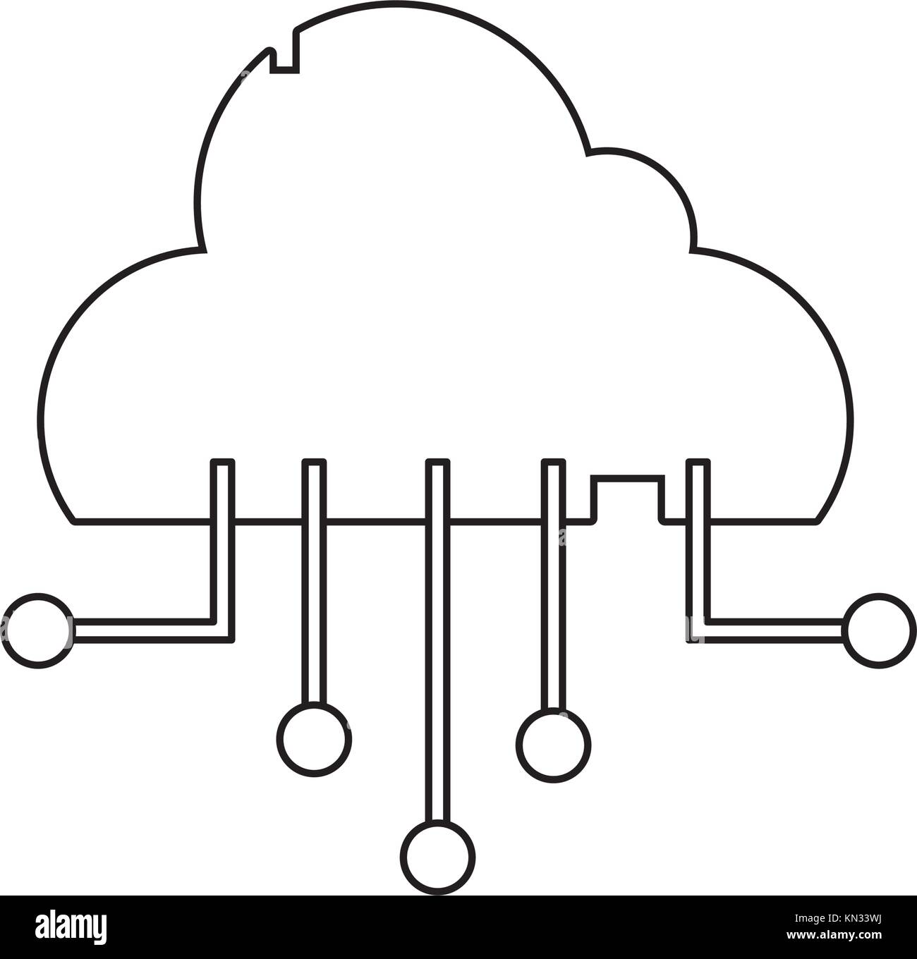 line data cloud network connection server vector illustration Stock ...