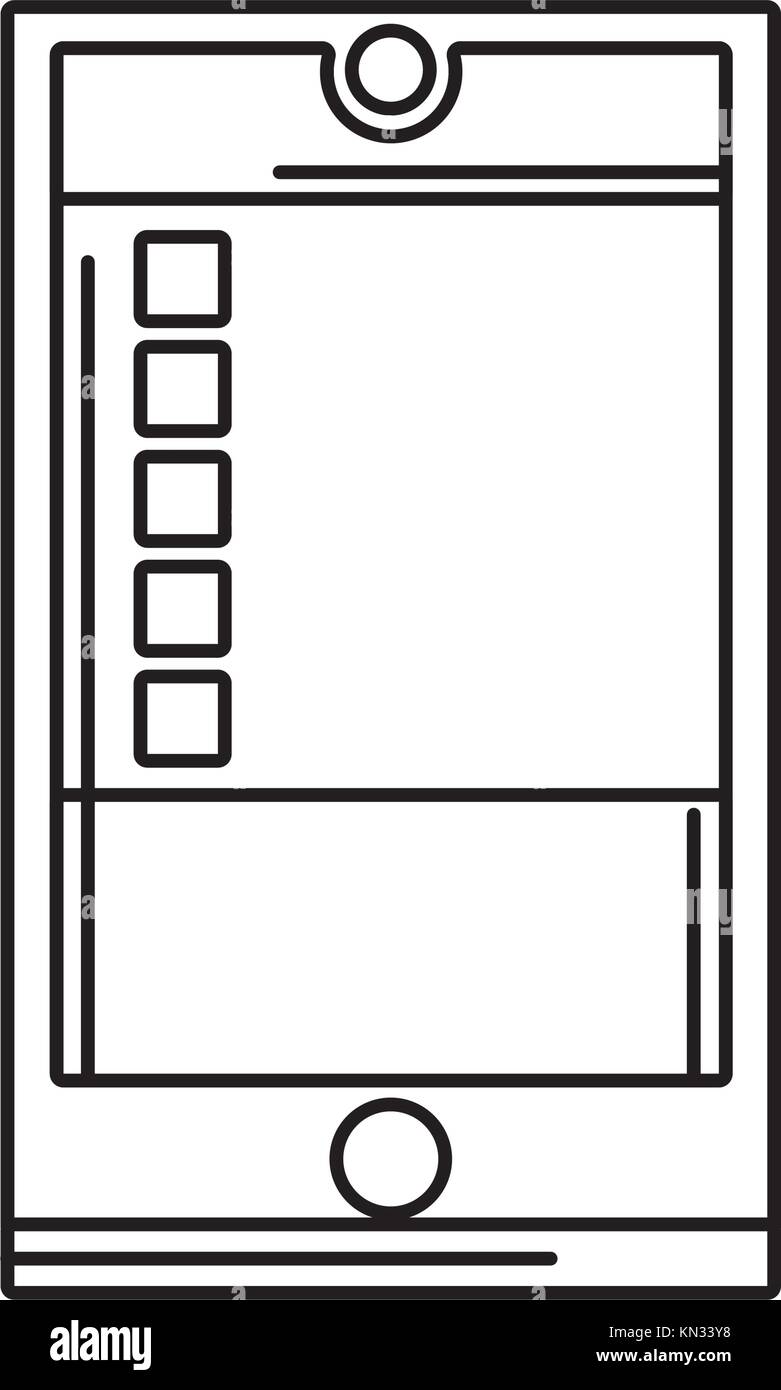 line smartphone object technology with data information vector ...