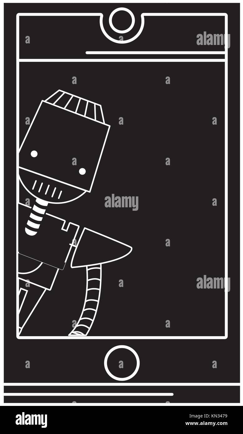contour smartphone technology with robot machine design vector ...