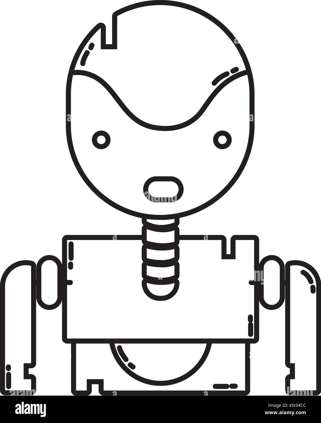 line tecnology robot face with chest design vector illustration Stock ...