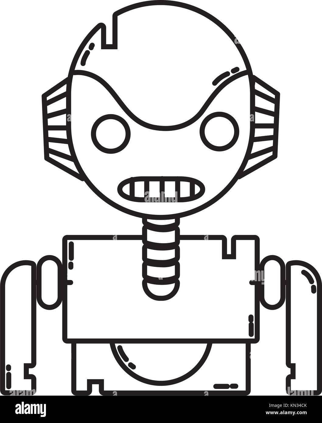 line robot face with technology chest design vector illustration Stock ...