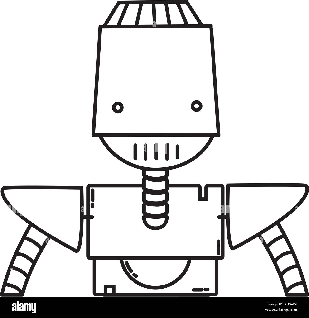 line robot face with technology arms and chest vector illustration ...