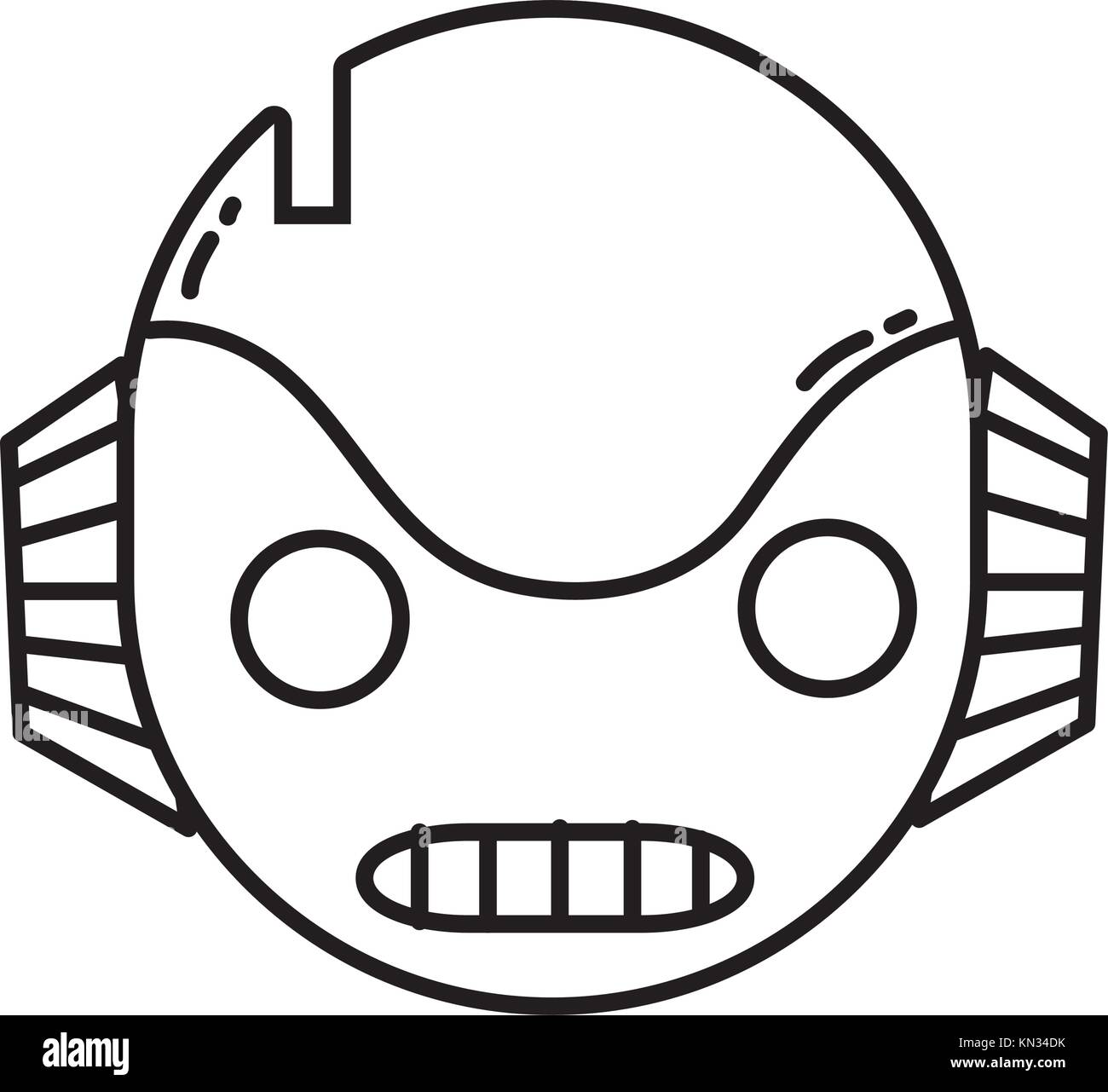 line robot head technology with ears and mouth vector illustration ...