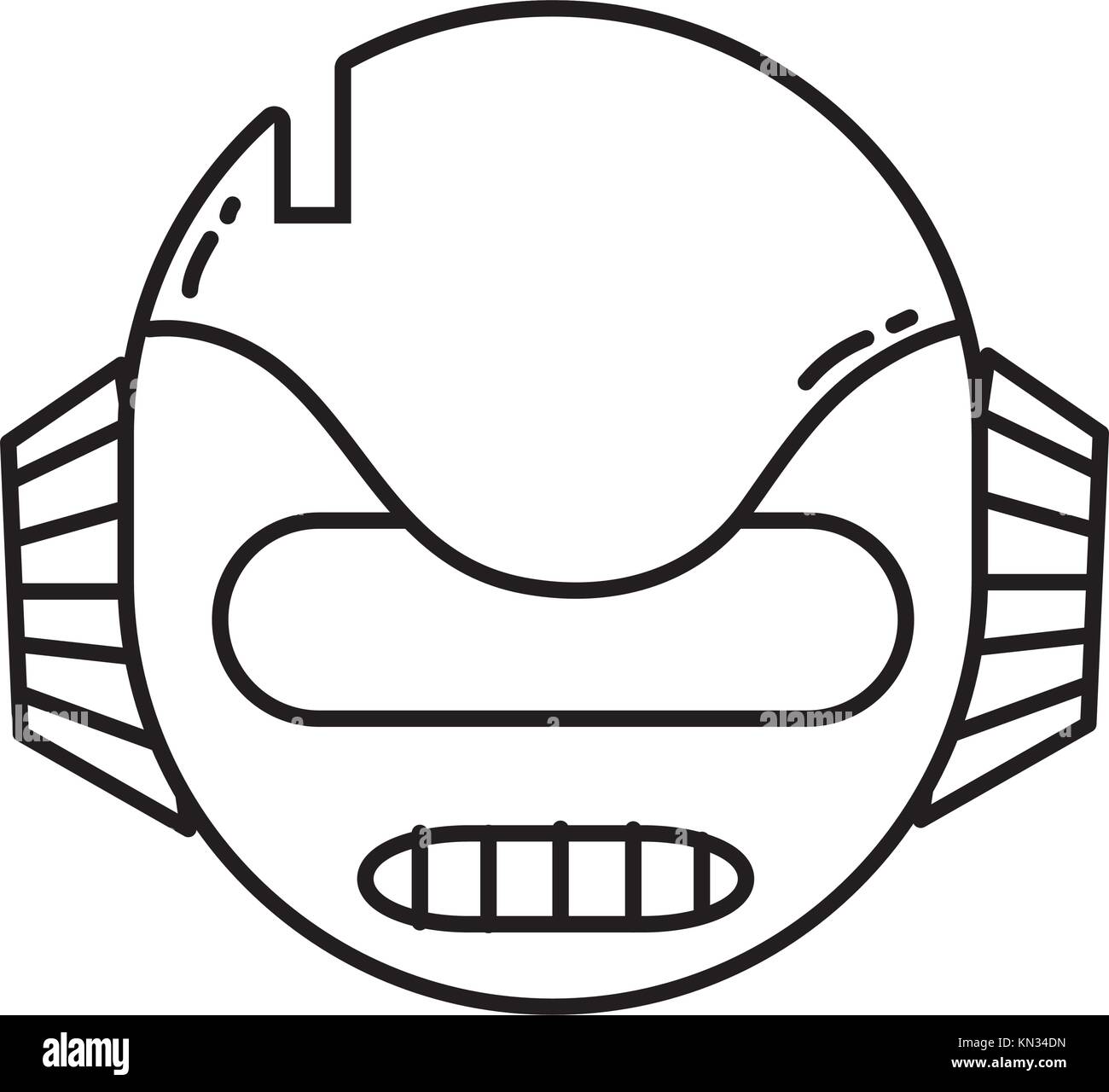 line technology robot head with ears and mouth vector illustration ...