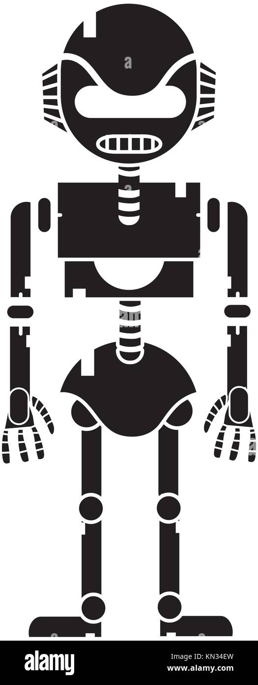 contour technology robot with robotic body design vector illustration ...