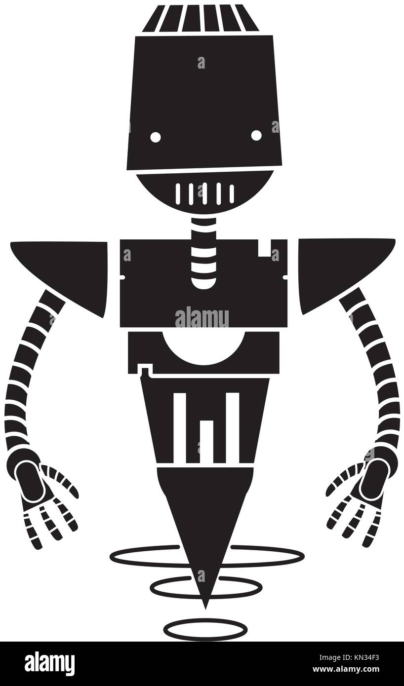 contour technology robot with machine robotic body vector illustration ...