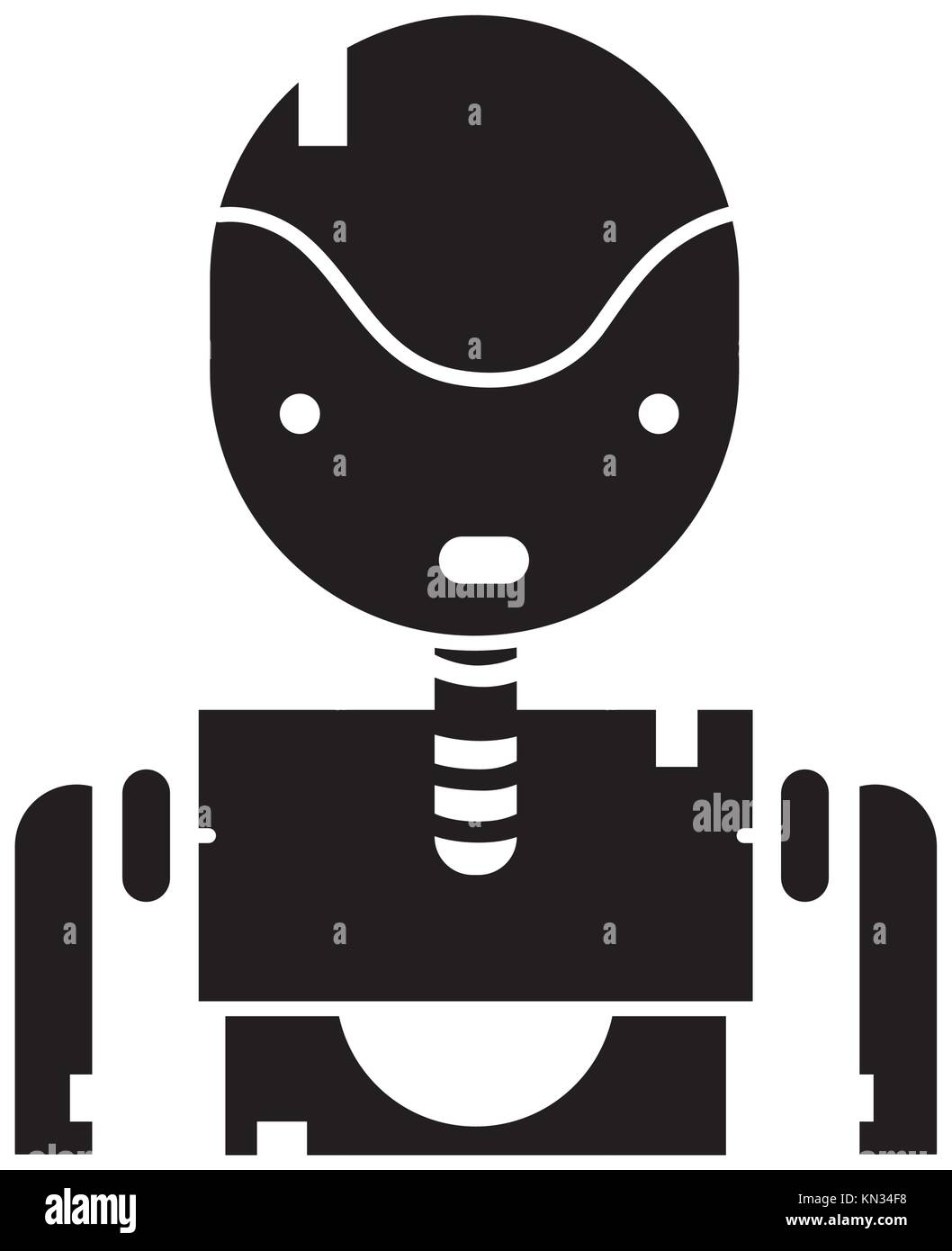 contour tecnology robot face with chest design vector illustration ...