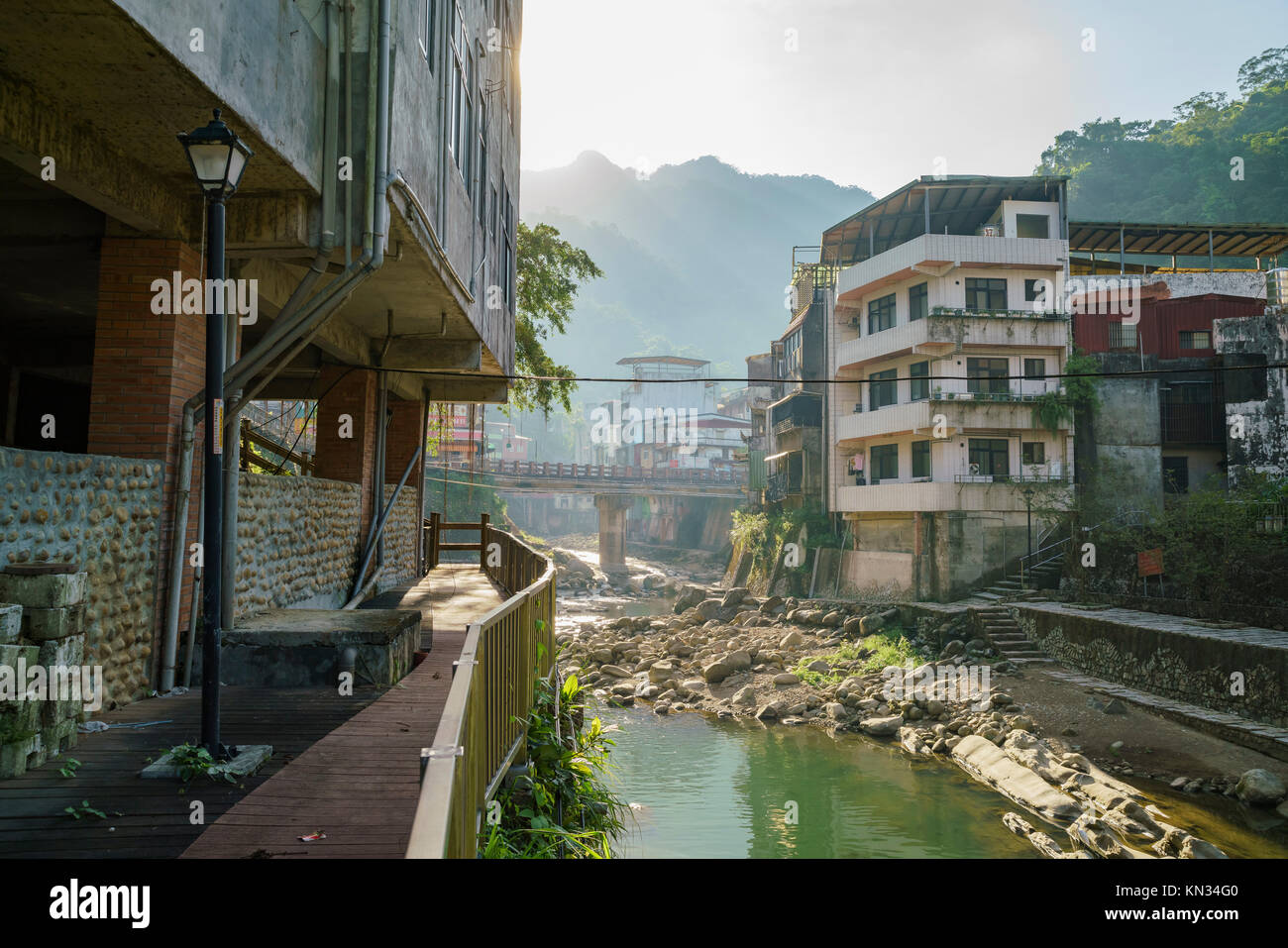 The famous Shiding old street with river view during morning at Shiding ...