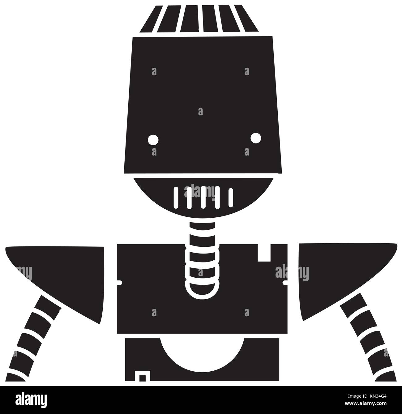 contour robot face with technology arms and chest vector illustration ...