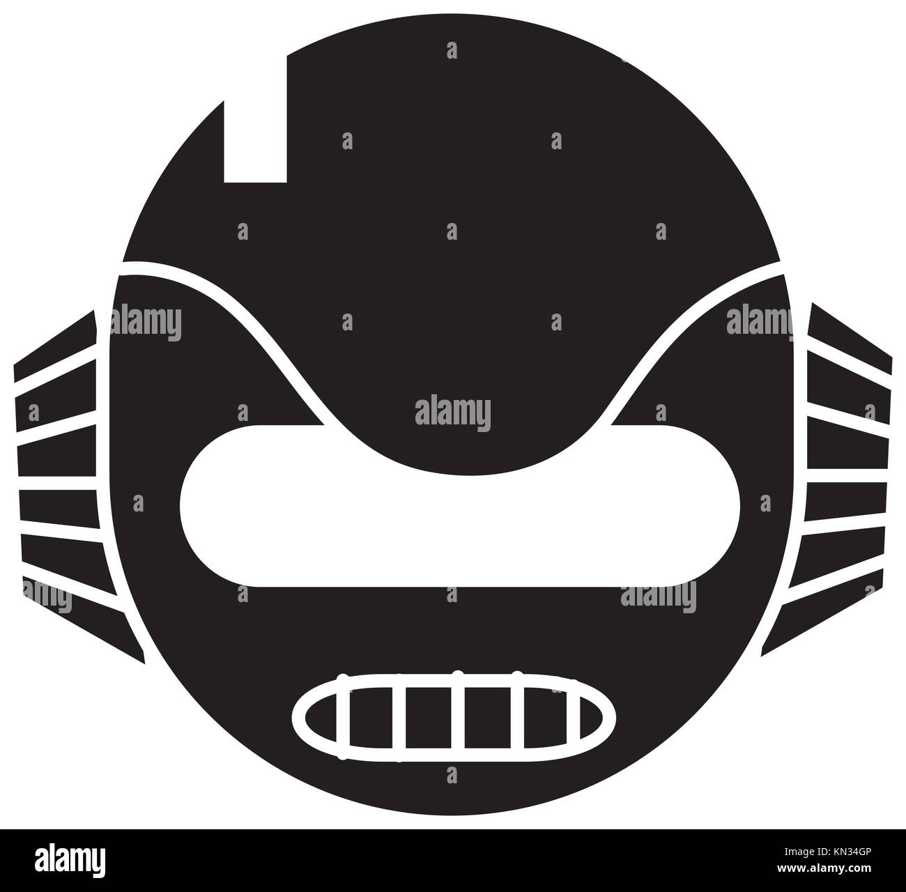 contour technology robot head with ears and mouth vector illustration ...
