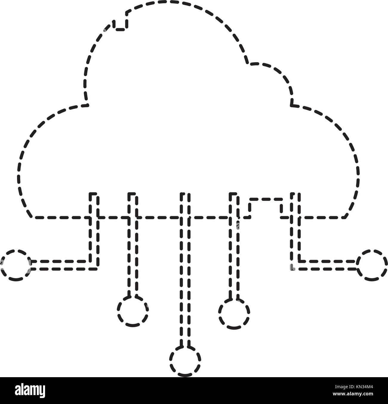 dotted shape data cloud network connection server vector illustration ...