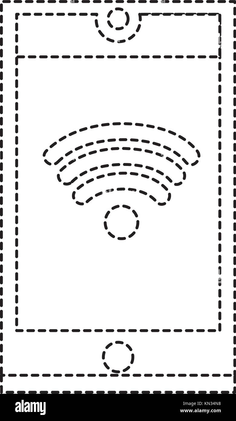 dotted shape smartphone technology with wifi connection symbol vector ...