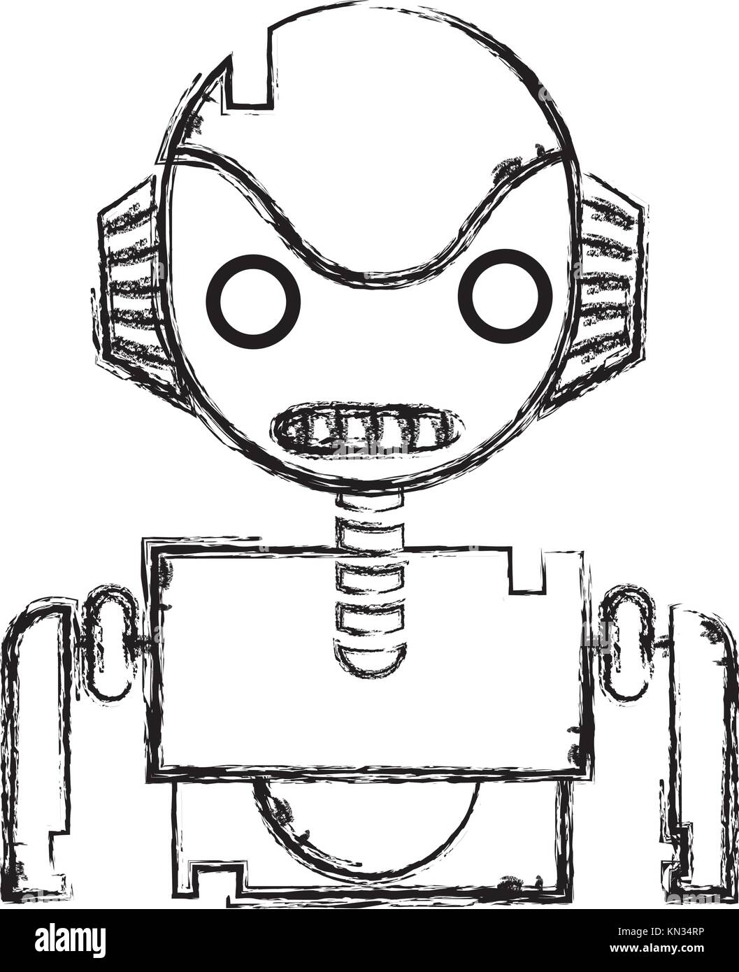 figure robot face with technology chest design vector illustration ...