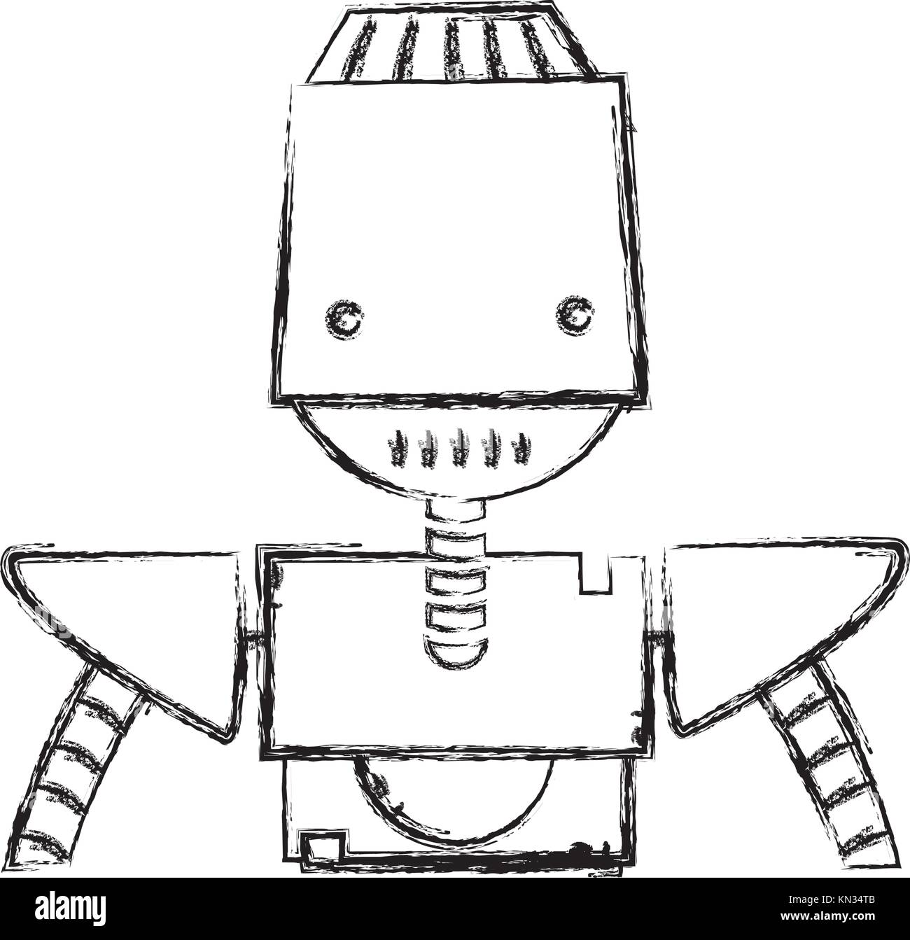 figure robot face with technology arms and chest vector illustration ...