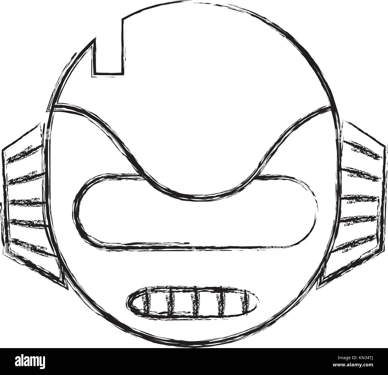 figure technology robot head with ears and mouth vector illustration ...