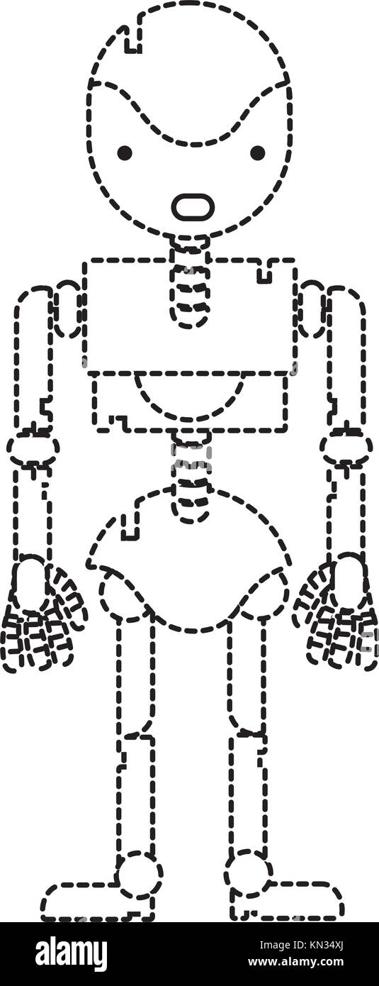 dotted shape robot machine with technology body design vecctor ...