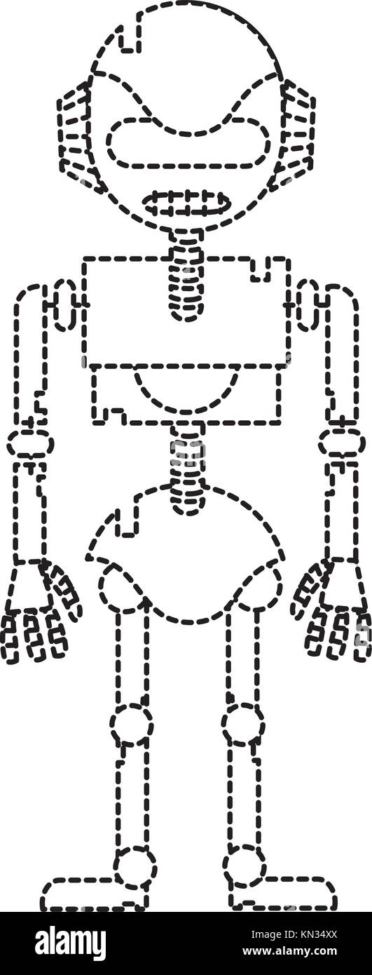dotted shape technology robot with robotic body design vector ...