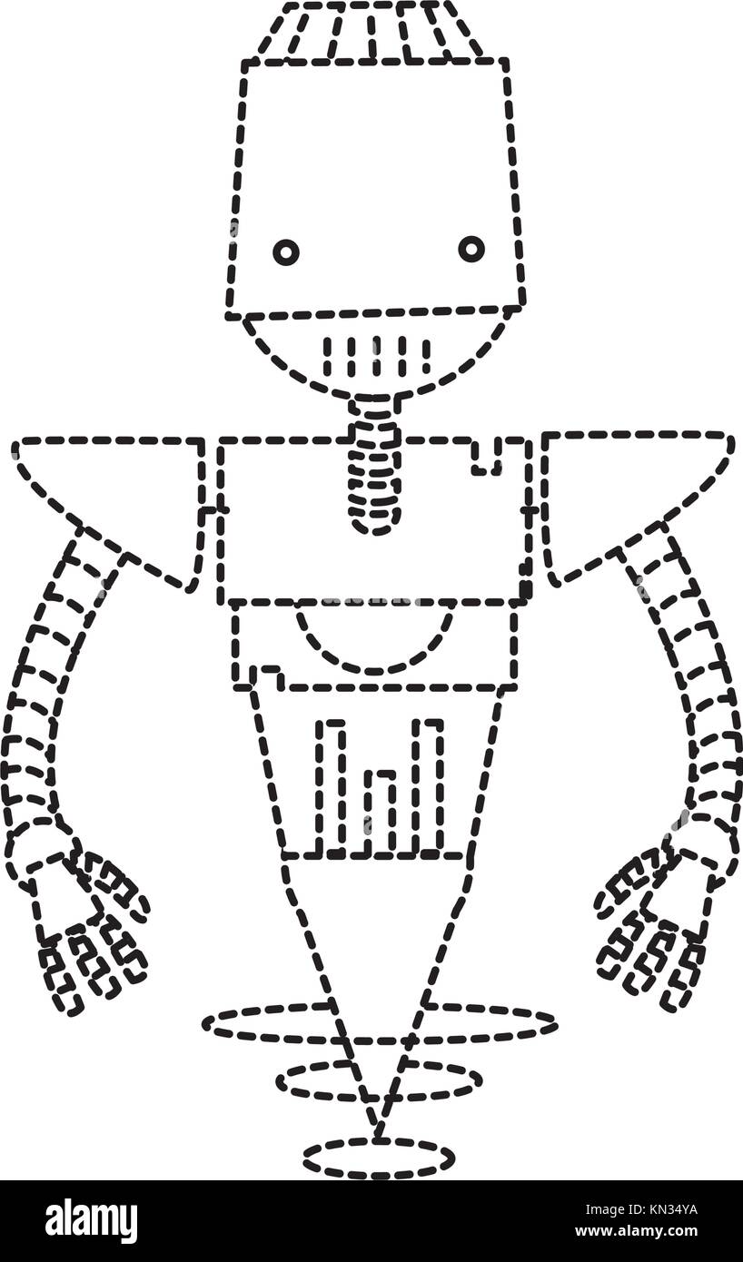 dotted shape technology robot with machine robotic body vector ...