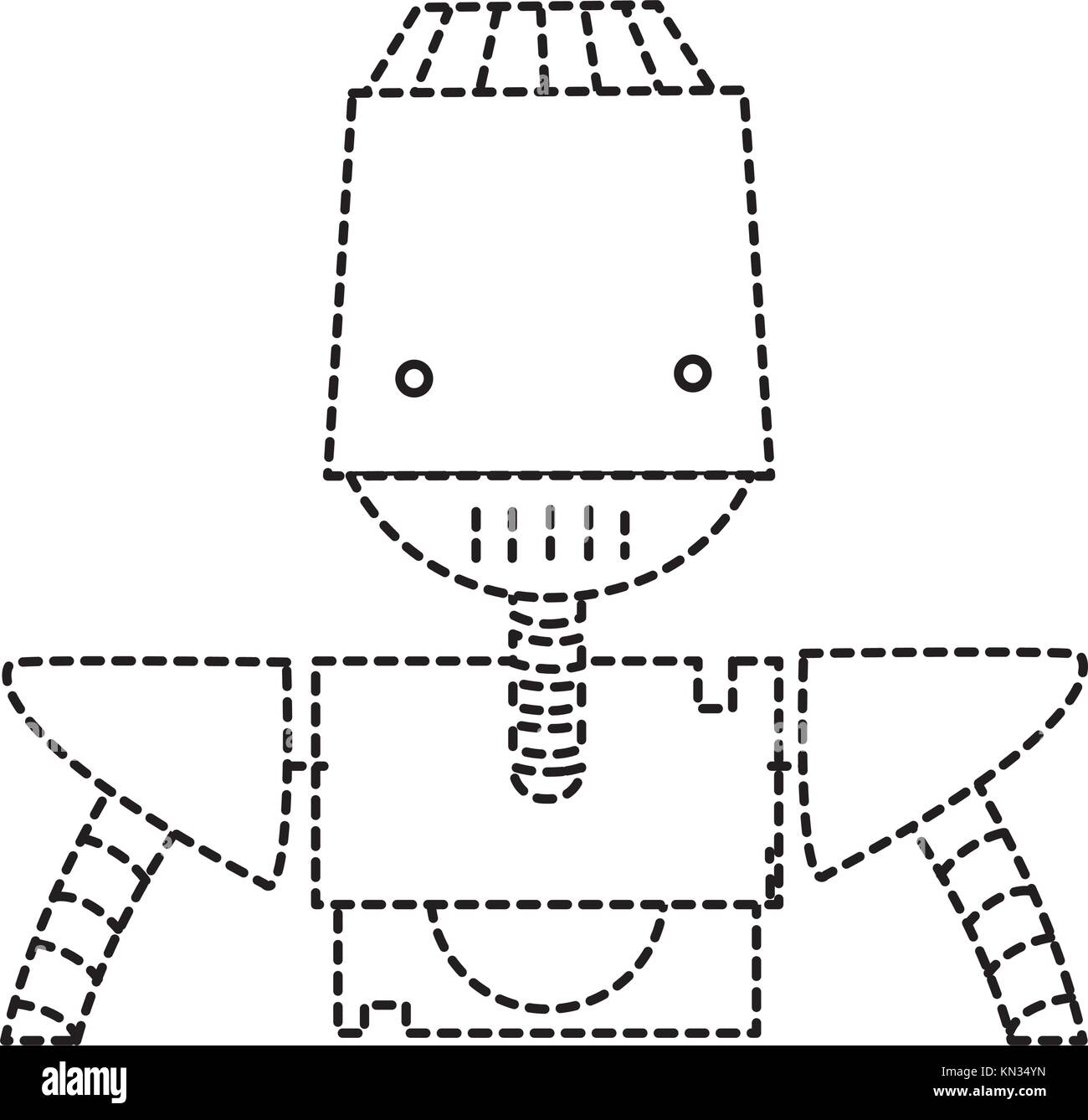 dotted shape robot face with technology arms and chest vector ...
