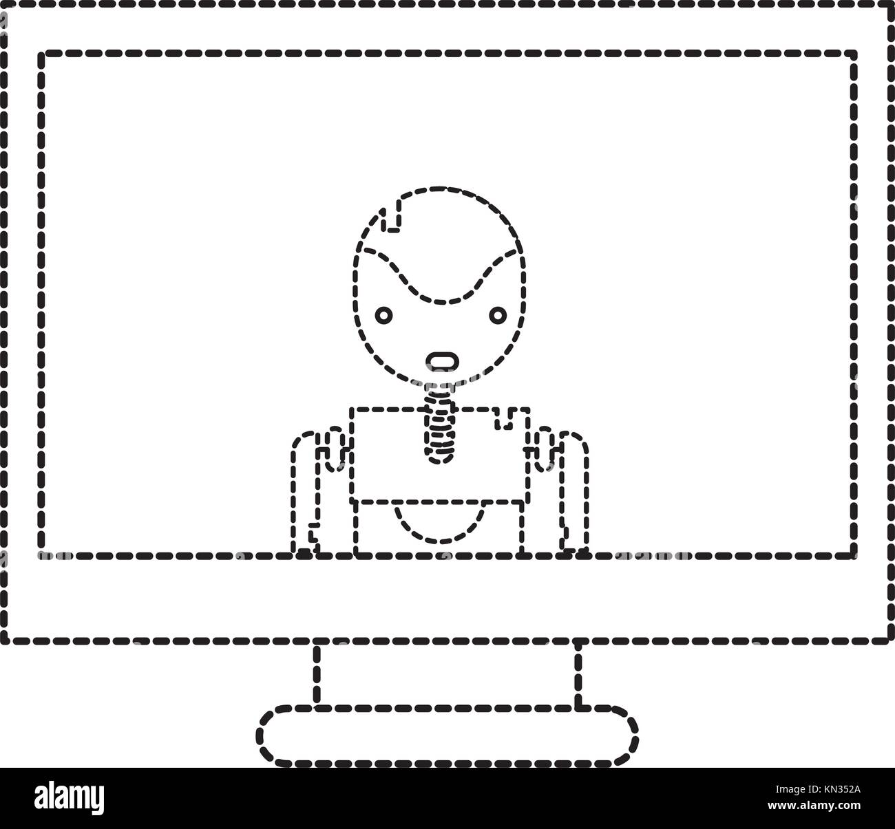 dotted shape computer technology with screen and robbot design Stock ...