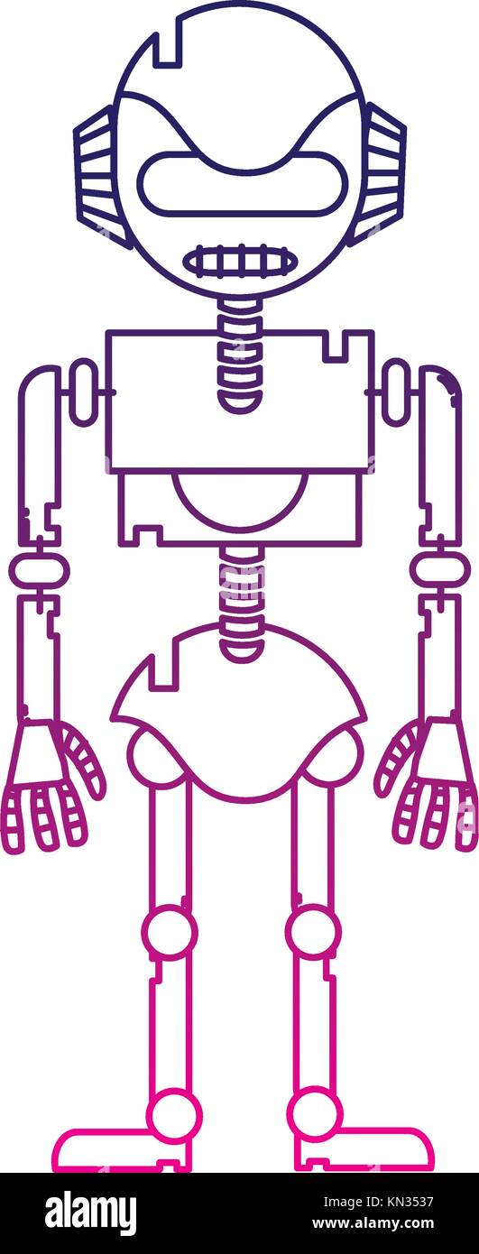 color line technology robot with robotic body design Stock Vector Image ...