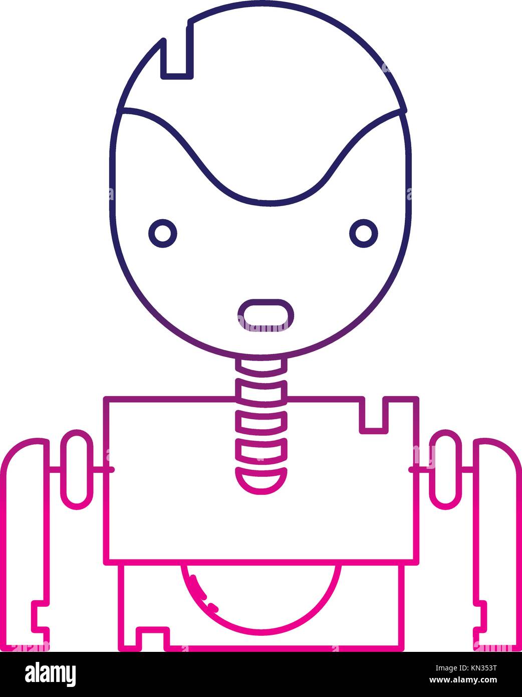 color line tecnology robot face with chest design Stock Vector Image ...