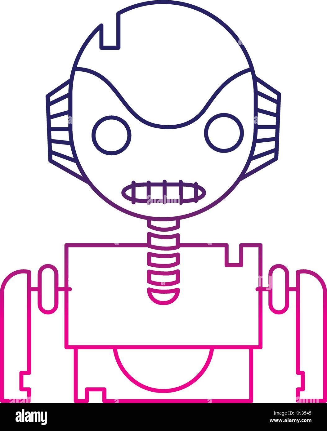 color line robot face with technology chest design Stock Vector Image ...