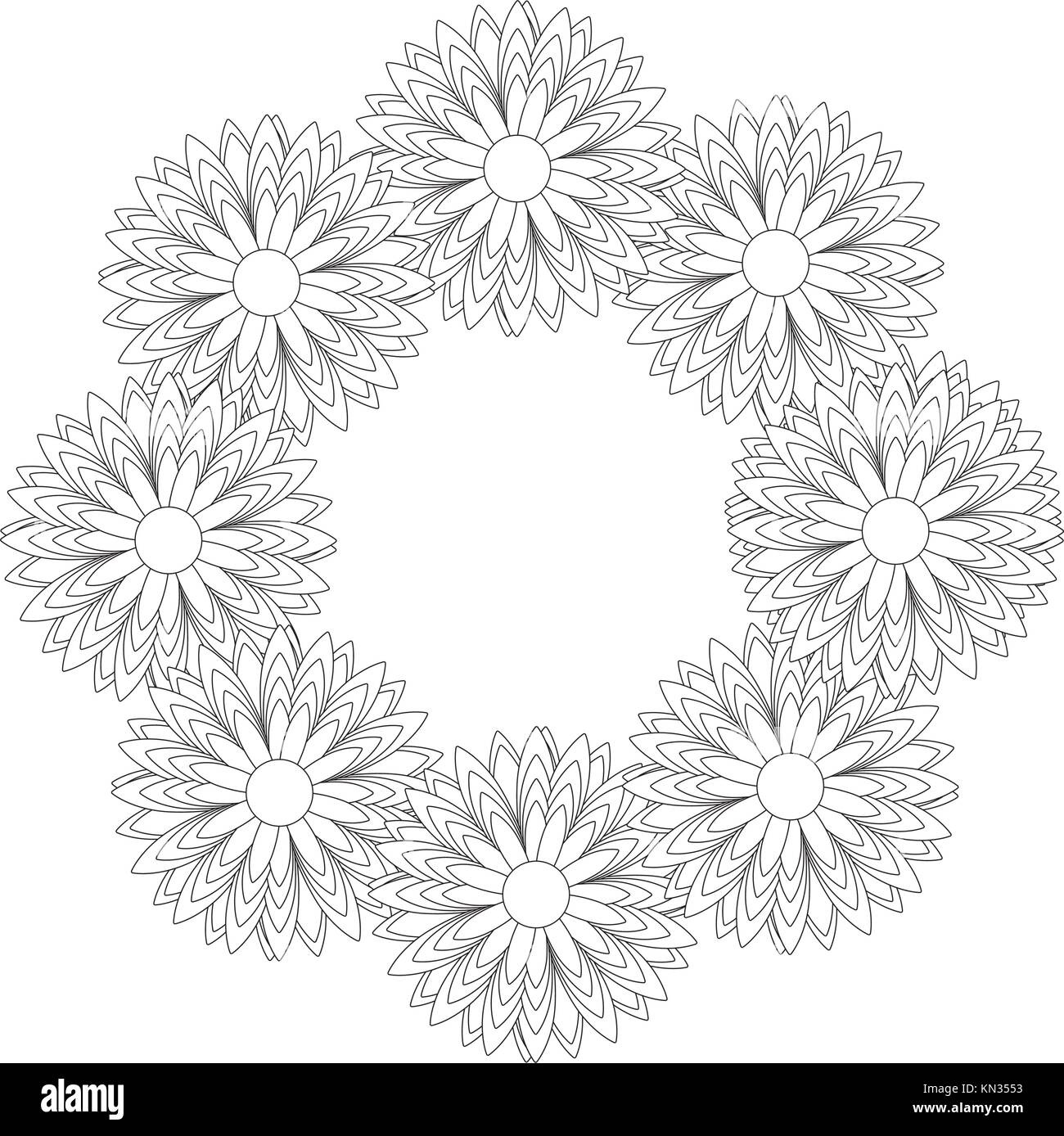 round frame flower vector illustration Stock Vector Image & Art - Alamy