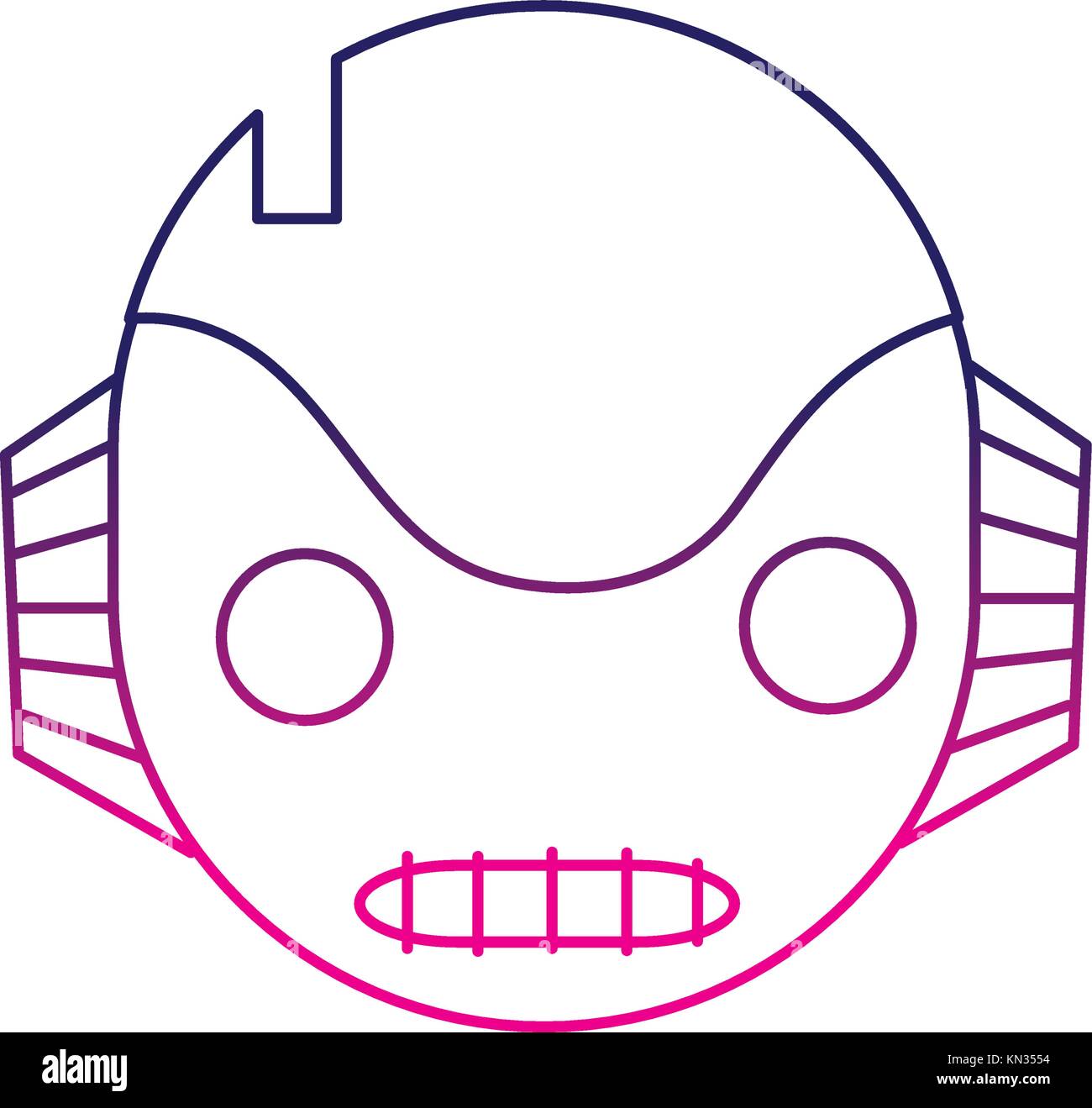 color line robot head technology with ears and mouth Stock Vector Image ...