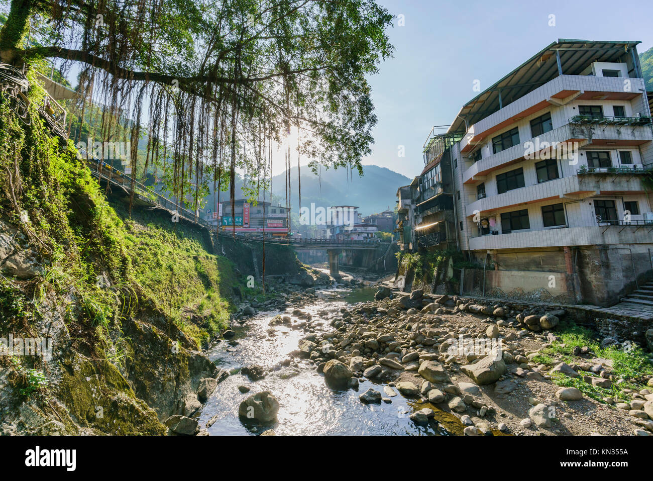 The famous Shiding old street with river view during morning at Shiding ...