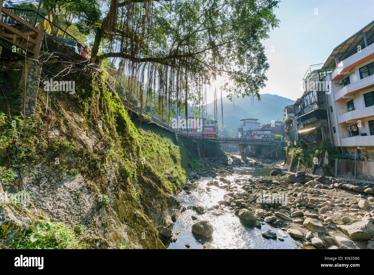The famous Shiding old street with river view during morning at Shiding ...