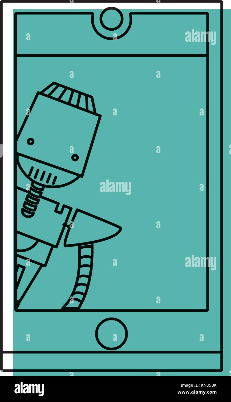 color smartphone technology with robot machine design Stock Vector ...