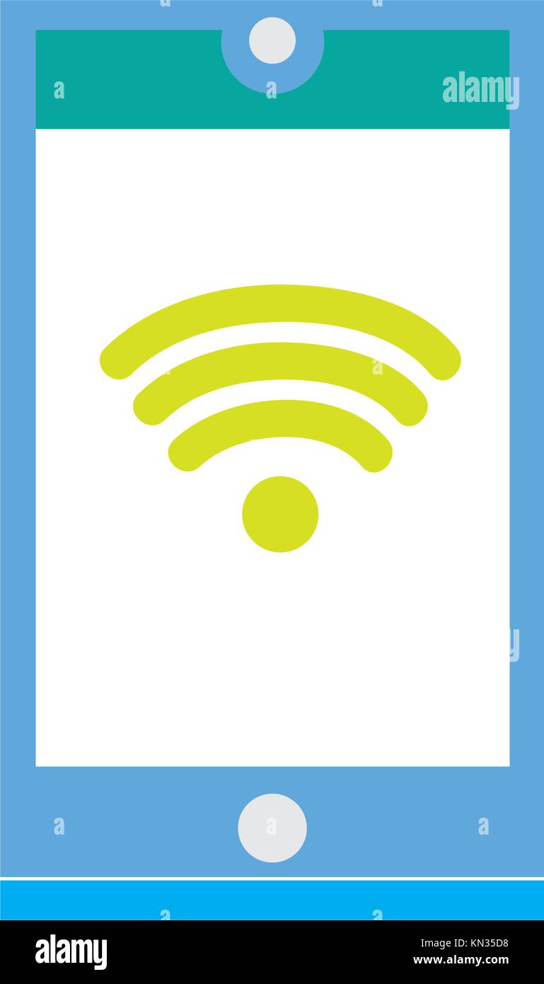 colorful smartphone technology with wifi connection symbol Stock Vector ...