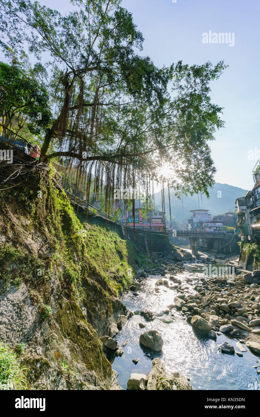 The famous Shiding old street with river view during morning at Shiding ...