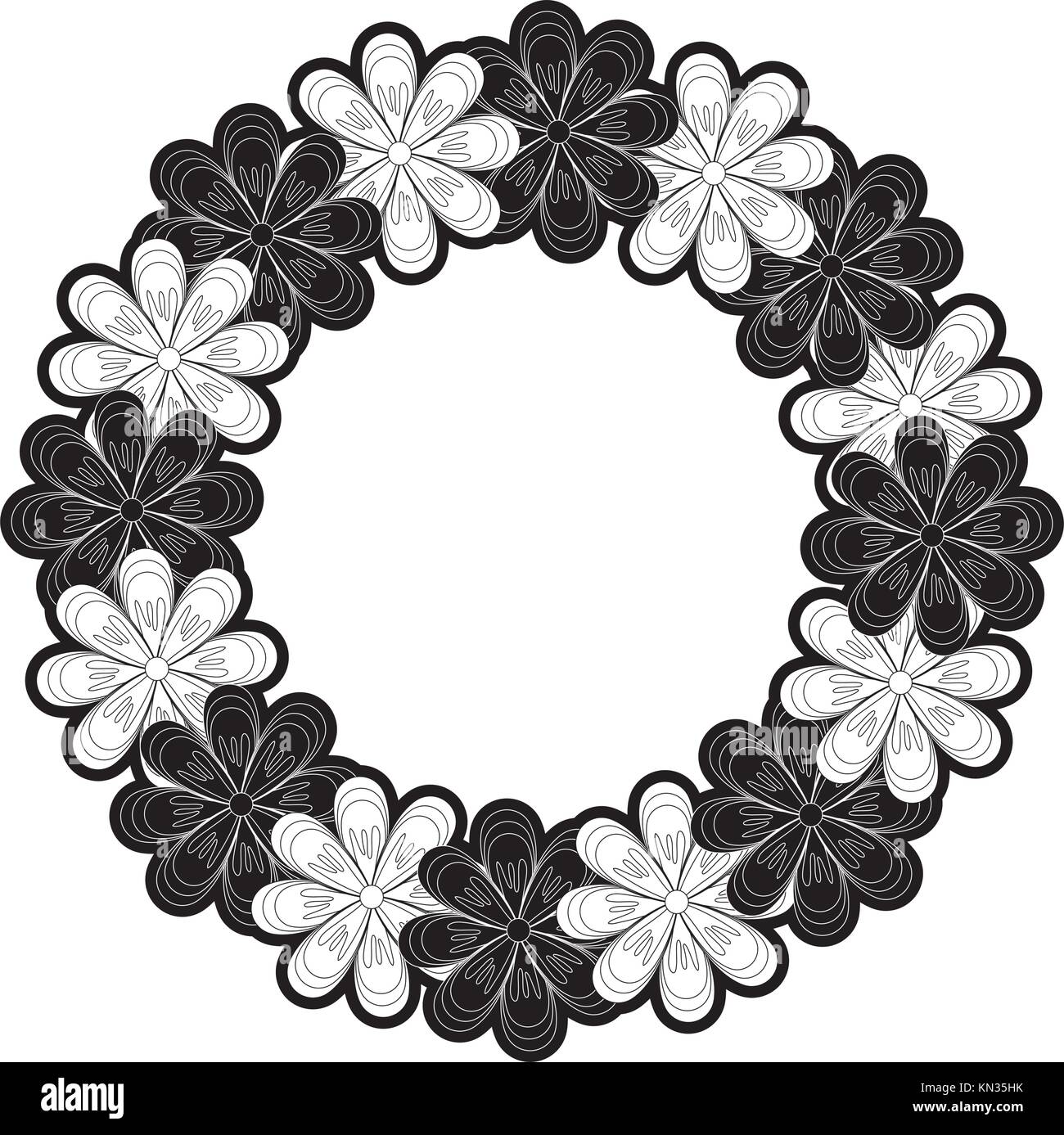 round frame flower vector illustration Stock Vector Image & Art - Alamy