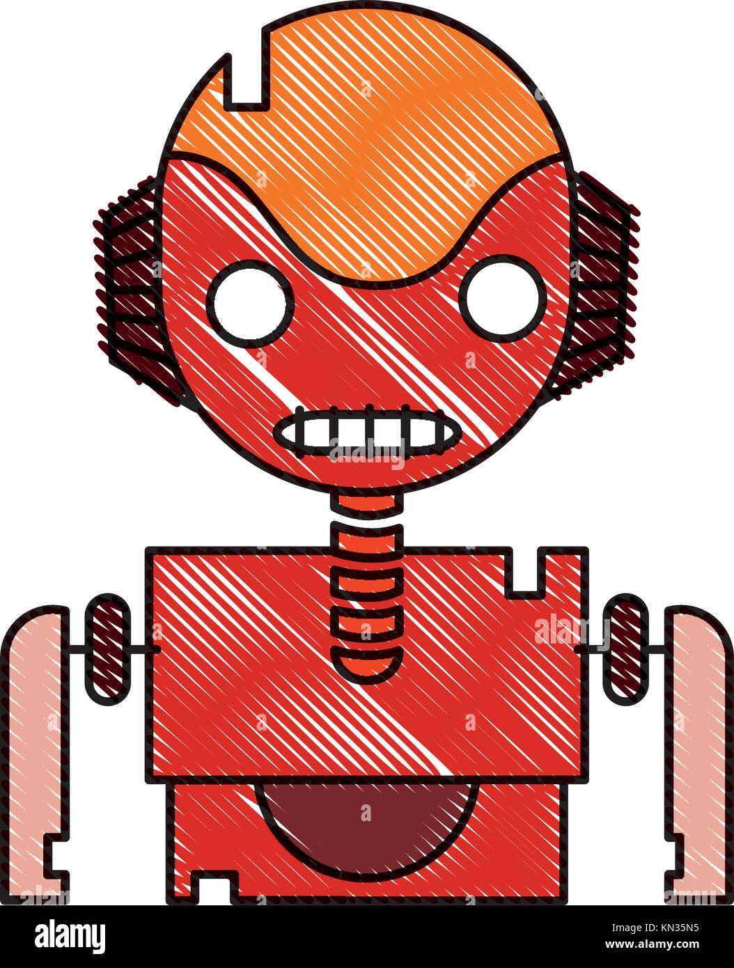 grated robot face with technology chest design Stock Vector Image & Art ...